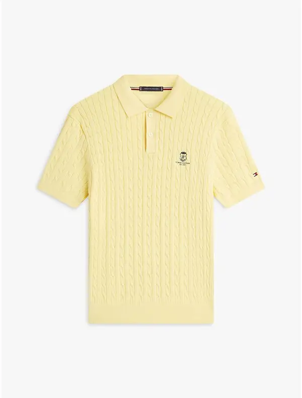 Tommy Hilfiger Short Sleeve Cable Knit Polo Sweater