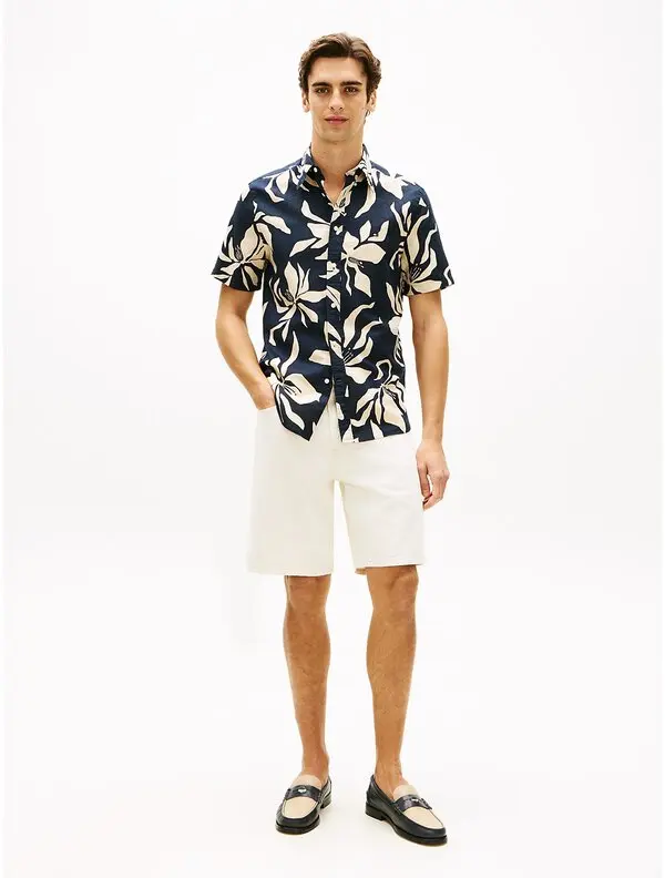 Tommy Hilfiger Tropical Print Cotton-linen Blend Shirt