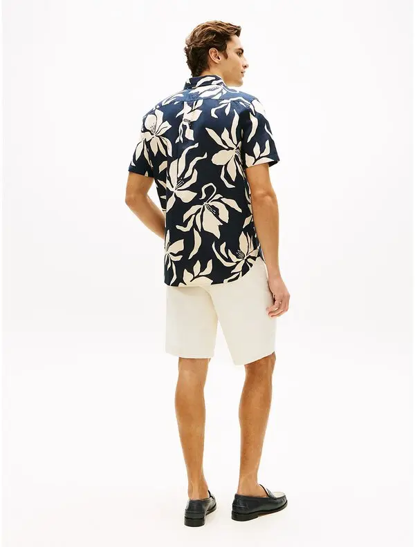 Tommy Hilfiger Tropical Print Cotton-linen Blend Shirt