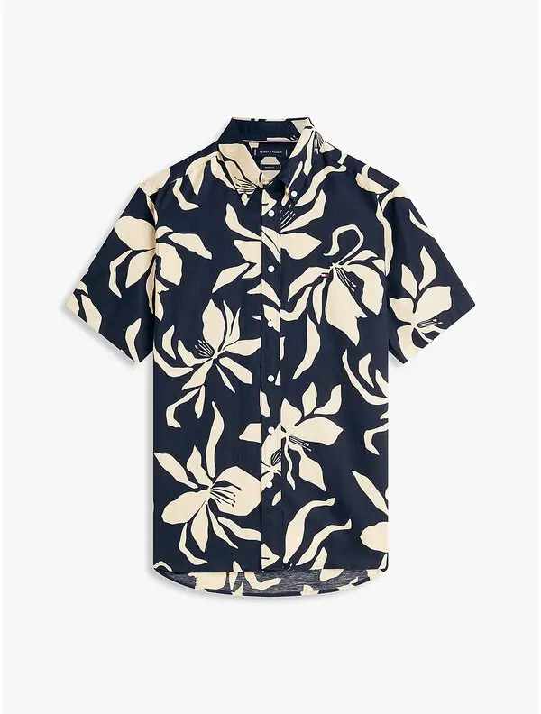 Tommy Hilfiger Tropical Print Cotton-linen Blend Shirt