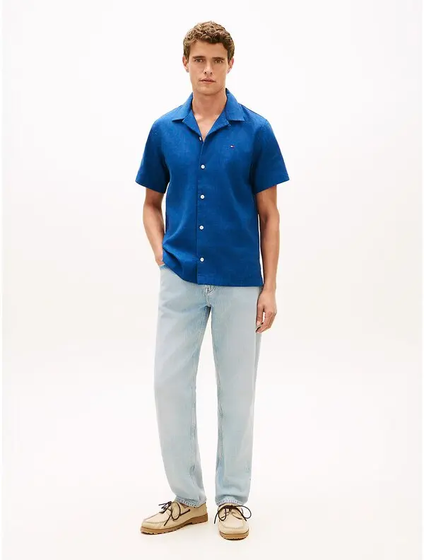 Tommy Hilfiger Regular Fit Linen-blend Camp Shirt