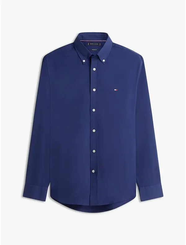 navy blue tommy hilfiger dress shirt Tommy Hilfiger Men's Regular Fit Short-Sleeve Oxford Shirt - Navy