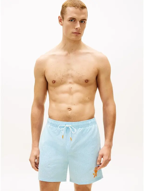 Tommy Hilfiger Script Monogram Swim Trunk - Light Blue