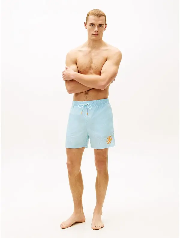 Tommy Hilfiger Script Monogram Swim Trunk - Light Blue