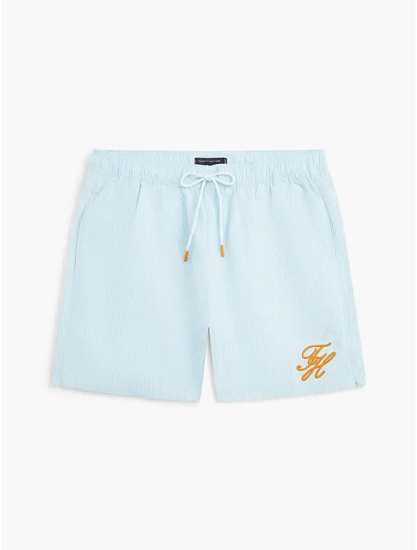 Tommy Hilfiger Script Monogram Swim Trunk - Light Blue