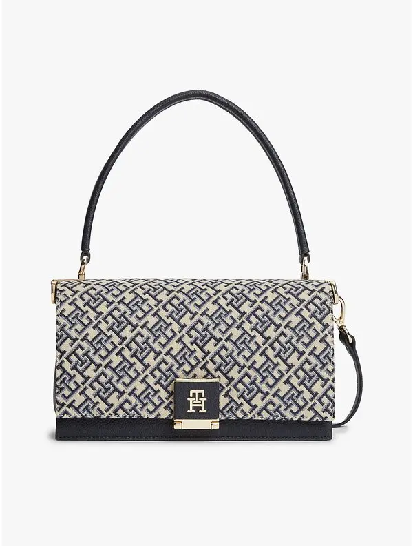 Tommy Hilfiger Monogram Clasp Jacquard Crossbody Bag