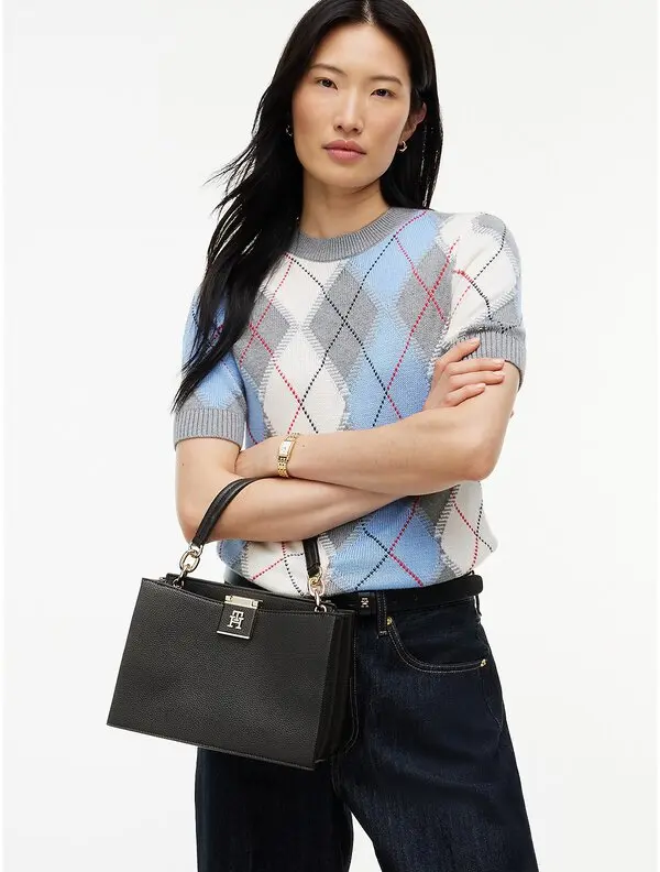 Tommy Hilfiger Monogram Clasp Medium Satchel Bag