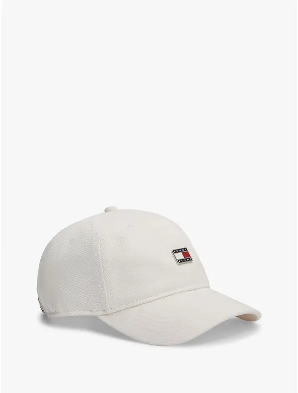 Tommy Hilfiger Brushed Twill Baseball Cap With Enamel Logo - Ancient White