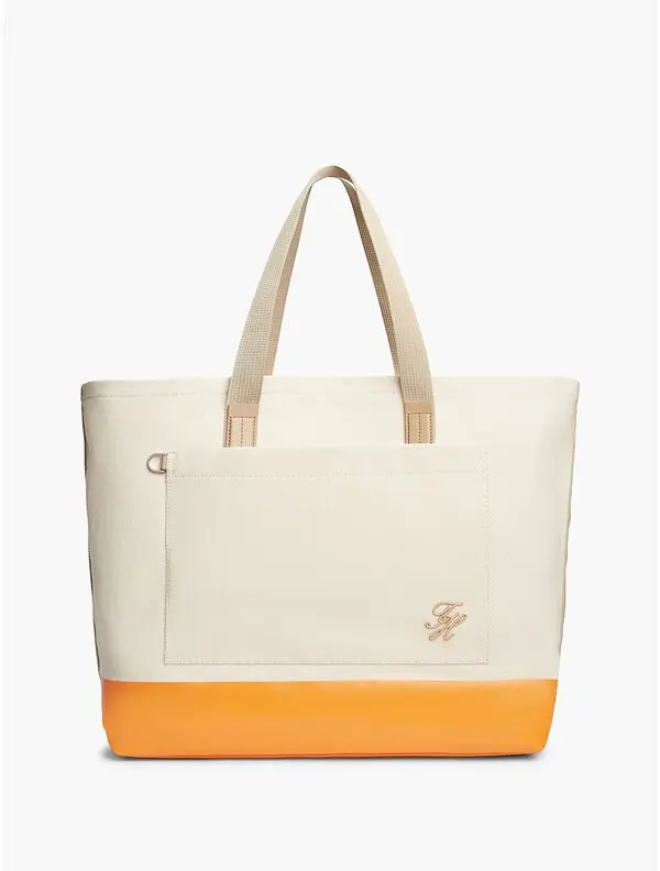 Tommy Hilfiger Colorblocked Canvas Tote Bag - Classic Beige