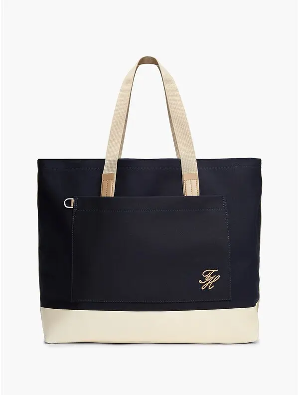 Tommy Hilfiger Colorblock Canvas Tote Bag - Space Blue
