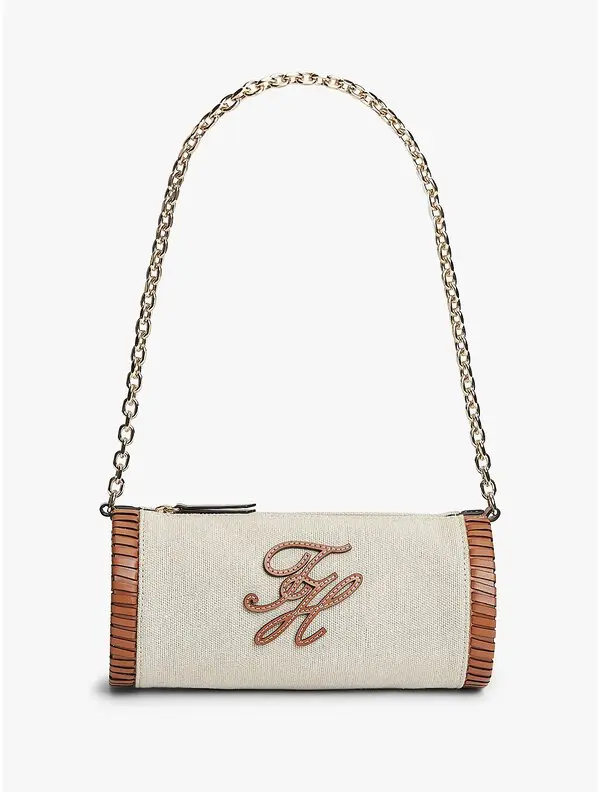 Tommy Hilfiger Script Monogram Linen Chain Strap Bag - Canvas/cognac