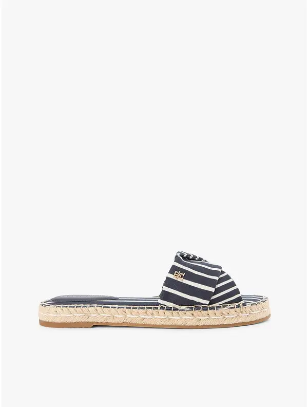 Tommy Hilfiger Striped Canvas Espadrille Slide Sandals - Space Blue