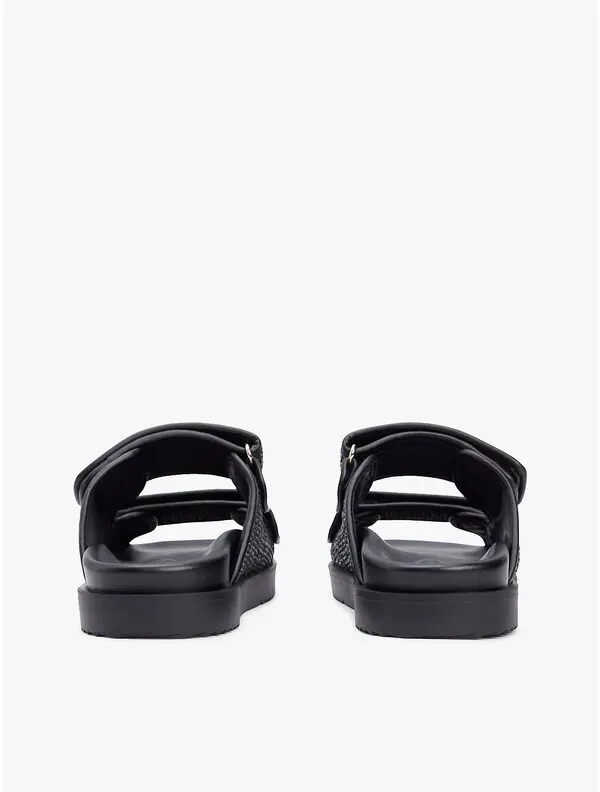 Tommy Hilfiger Raffia Woven Slide Sandals With Adjustable Straps