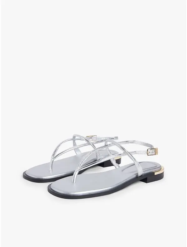 Tommy Hilfiger Metallic Leather Sandal - Silver