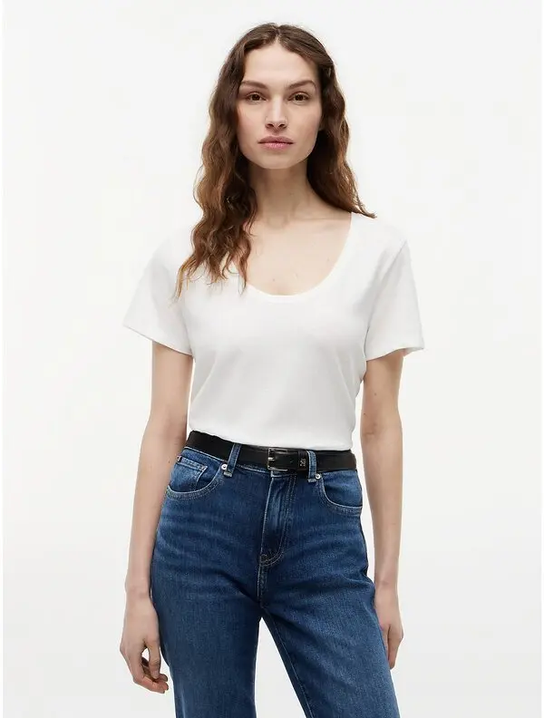 Tommy Hilfiger Scoop Neck Linen-blend T-shirt