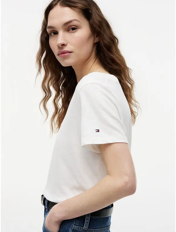 Tommy Hilfiger Scoop Neck Linen-blend T-shirt