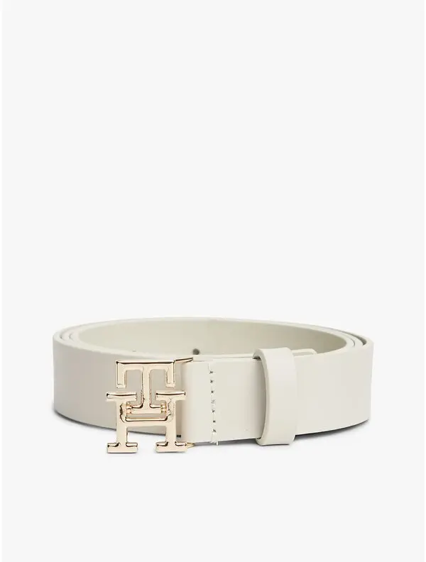 Tommy Hilfiger Monogram Buckle Leather Belt