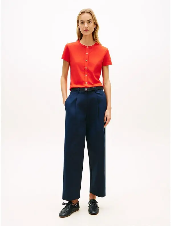 Tommy Hilfiger Slim Fit Ribbed Cotton Button-up T-shirt