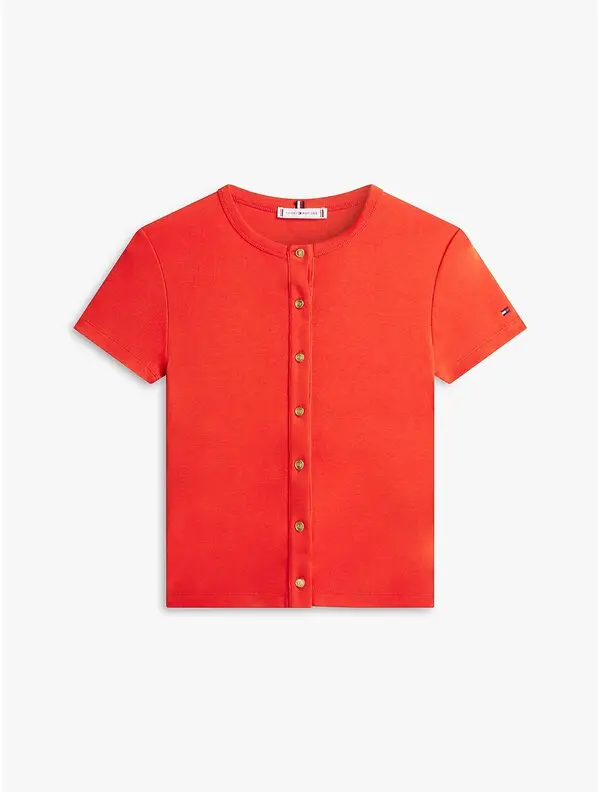 Tommy Hilfiger Slim Fit Ribbed Cotton Button-up T-shirt