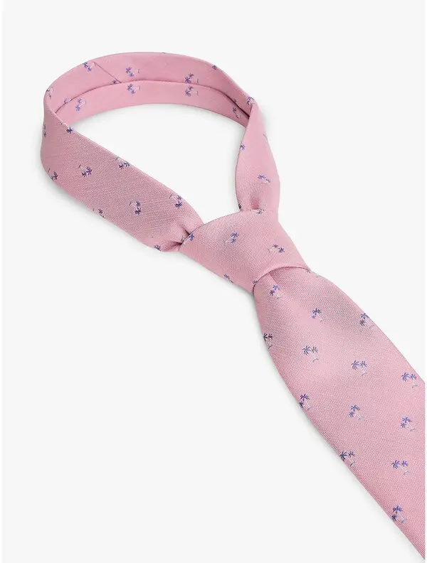 Tommy Hilfiger Palm Tree Print Silk-blend Neck Tie