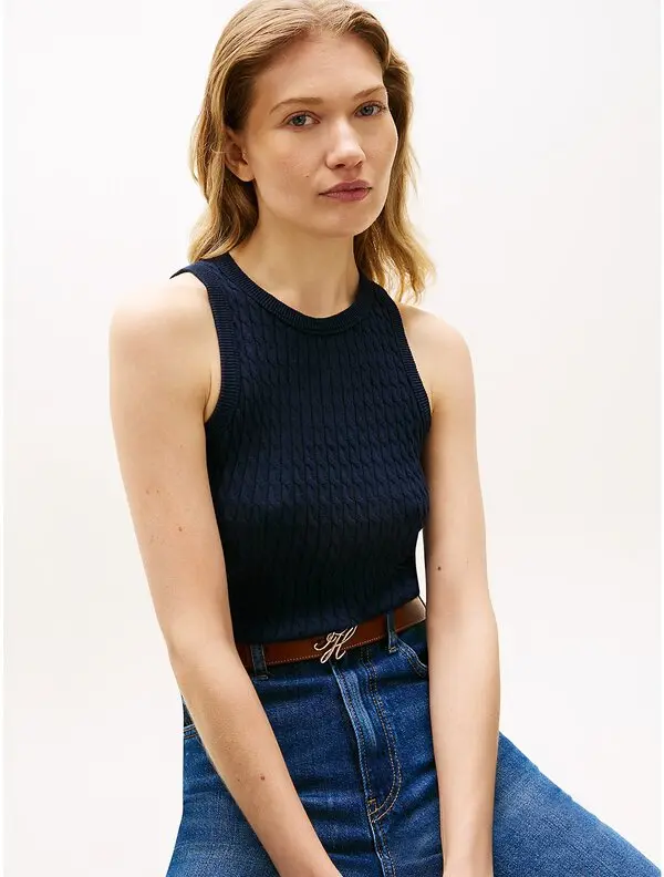 Tommy Hilfiger Regenerative Cotton Cable Knit Sweater Tank