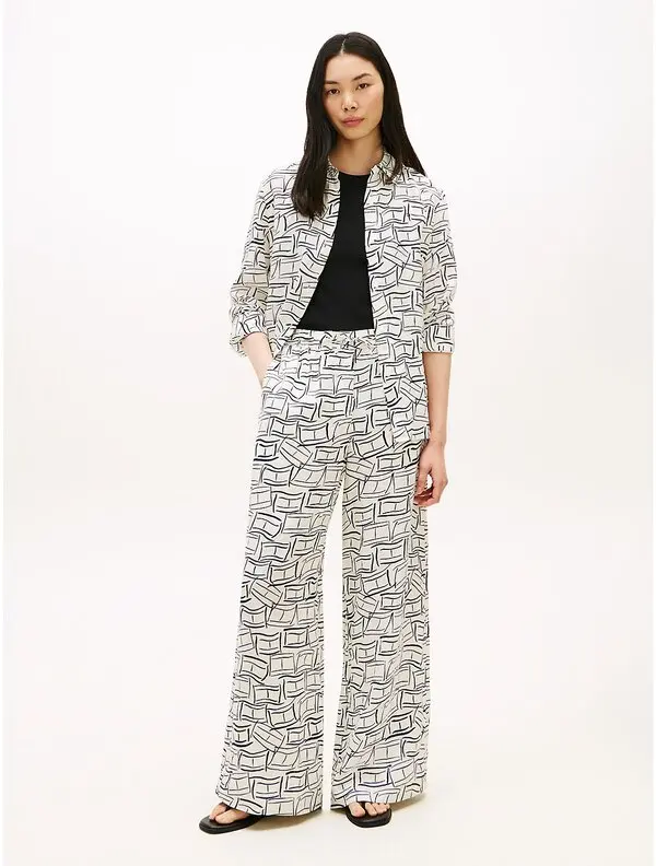 Tommy Hilfiger Relaxed Fit Printed Linen Pants - Calico