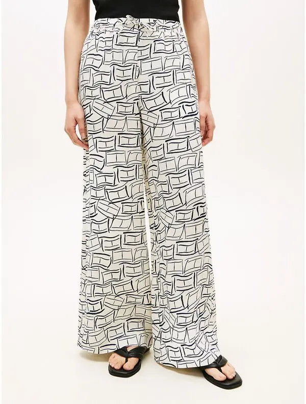 Tommy Hilfiger Relaxed Fit Printed Linen Pants - Calico