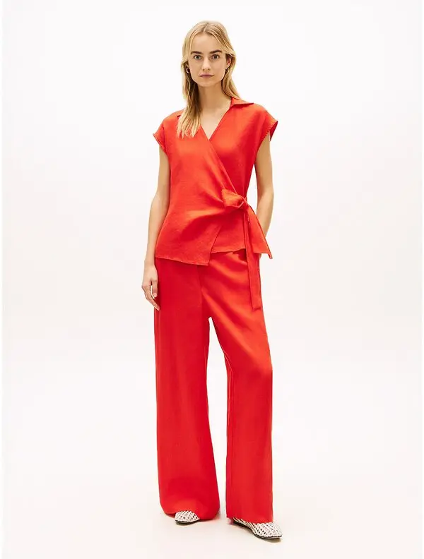 Tommy Hilfiger Sleeveless Linen Wrap Top