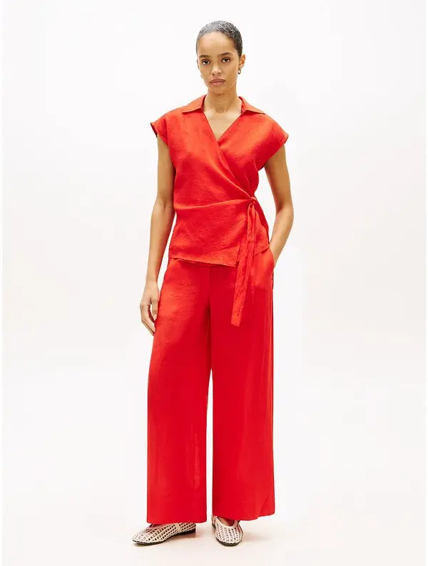 Tommy Hilfiger Relaxed Linen Pull-on Pants - Fireworks