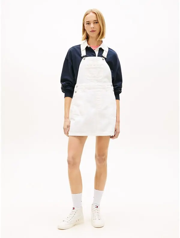 Tommy Hilfiger Denim Overall Mini Dress - Denim White