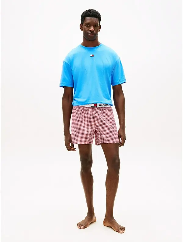Tommy Hilfiger T-shirt & Woven Short Sleep Set Multi - Blue/red Gingham