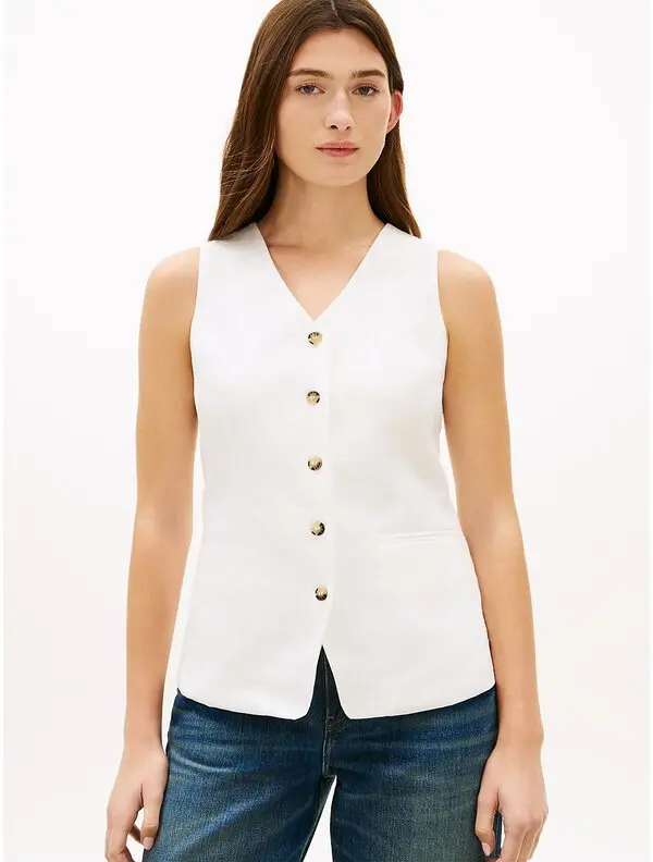 Tommy Hilfiger Slim Fit Linen-blend Vest
