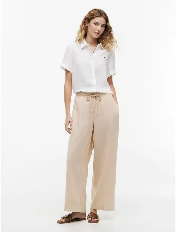 Tommy Hilfiger Lightweight Linen-blend Pull-on Pants - Clayed Pebble