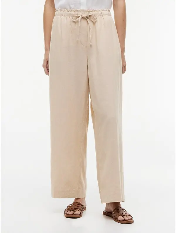 Tommy Hilfiger Lightweight Linen-blend Pull-on Pants - Clayed Pebble