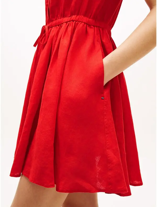 Tommy Hilfiger Linen Mini Shirt Dress - Fireworks