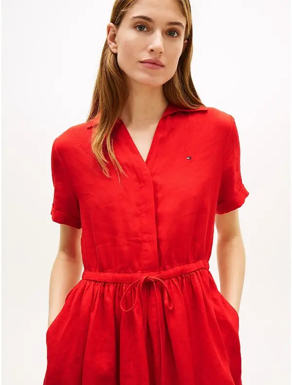 Tommy Hilfiger Linen Mini Shirt Dress - Fireworks