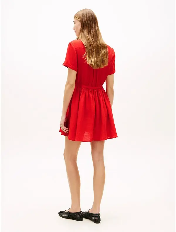 Tommy Hilfiger Linen Mini Shirt Dress - Fireworks