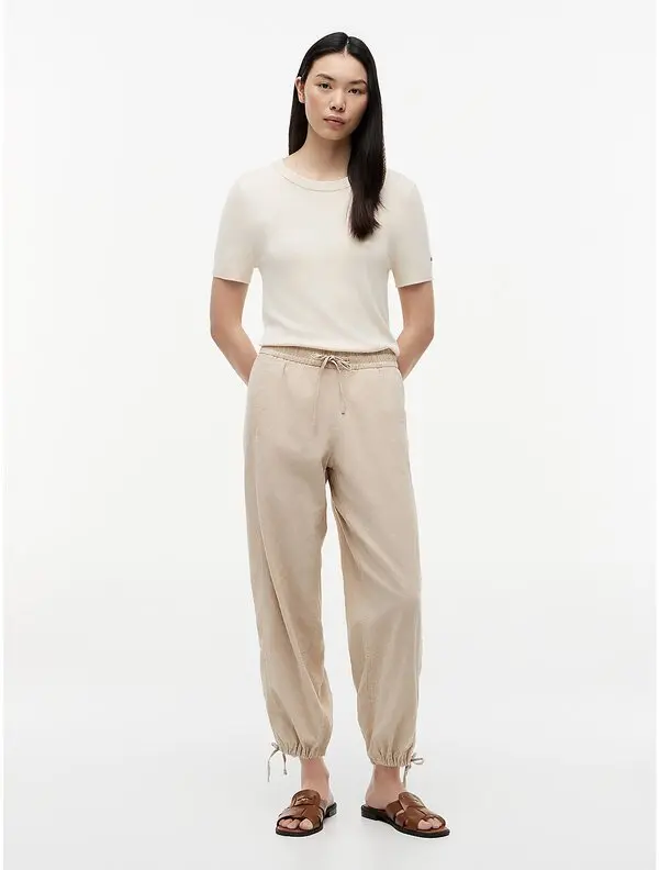 Tommy Hilfiger Linen-cotton Blend Pull-on Jogger Pants With Adjustable Cuffs