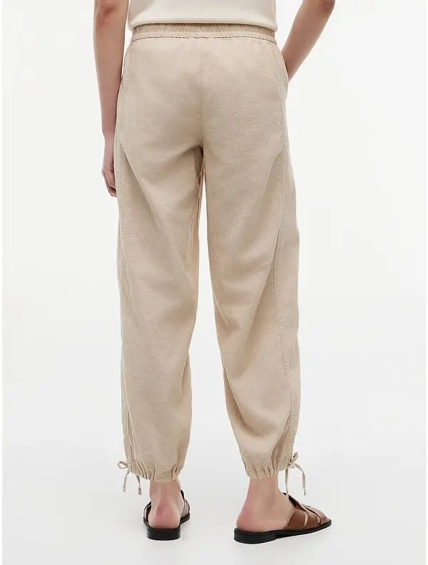 Tommy Hilfiger Linen-cotton Blend Pull-on Jogger Pants With Adjustable Cuffs