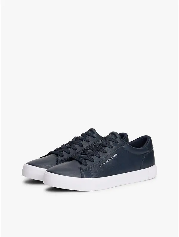 Tommy Hilfiger Metallic Logo Pebbled Court Sneakers - Navy