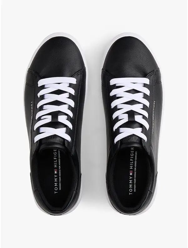 Tommy Hilfiger Metallic Logo Pebbled Court Sneakers - Black / White