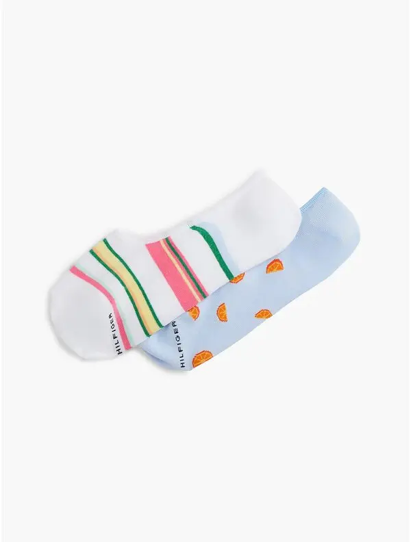 Tommy Hilfiger Fruit & Stripe No-show Sock 2-pack - Lucent White Multi