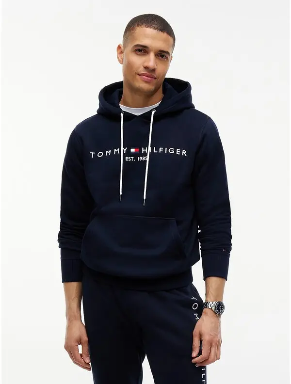 Tommy Hilfiger Embroidered Logo Hoodie - Navy