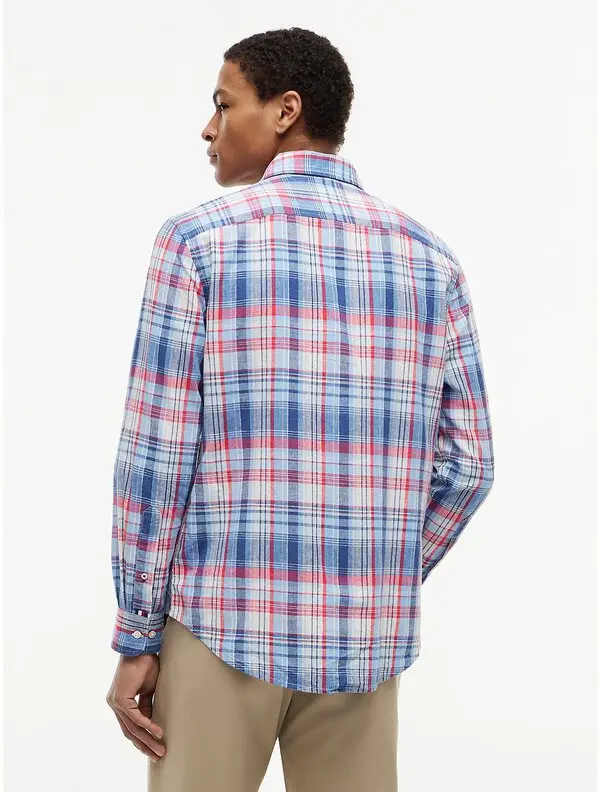 Tommy Hilfiger Regular Fit Plaid Linen-blend Shirt