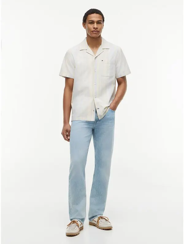 Tommy Hilfiger Regular Fit Striped Dobby Camp Shirt - Breezy Blue
