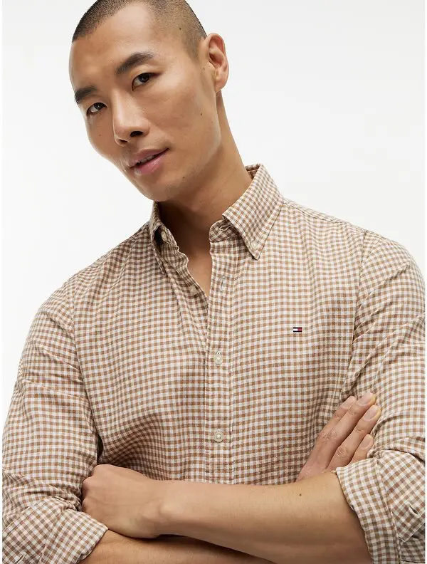 Tommy Hilfiger Regular Fit Gingham Linen-blend Shirt