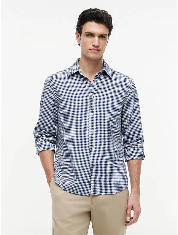 Tommy Hilfiger Regular Fit Gingham Linen-blend Shirt