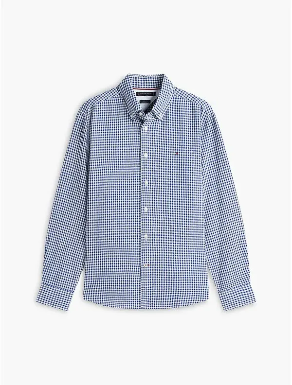 Tommy Hilfiger Regular Fit Gingham Linen-blend Shirt