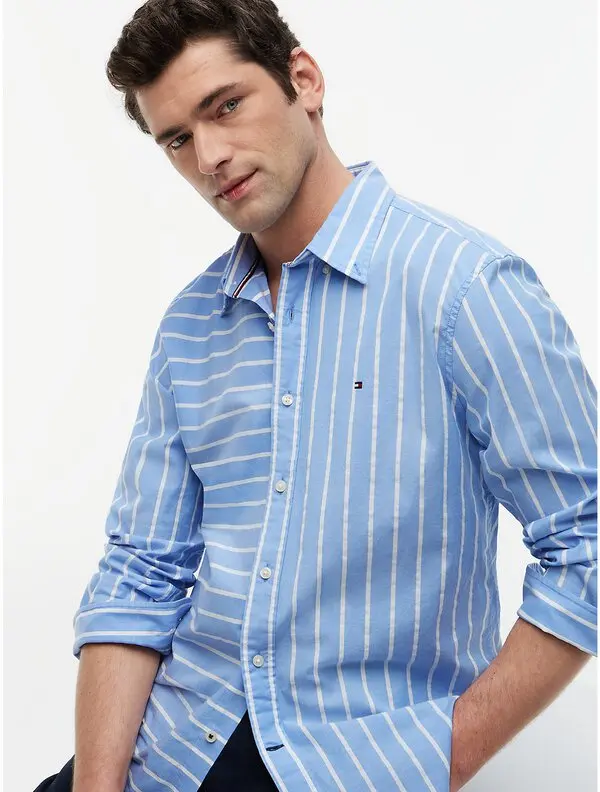 Tommy Hilfiger Regular Fit Mixed-stripe All-day Shirt - Blue Spell