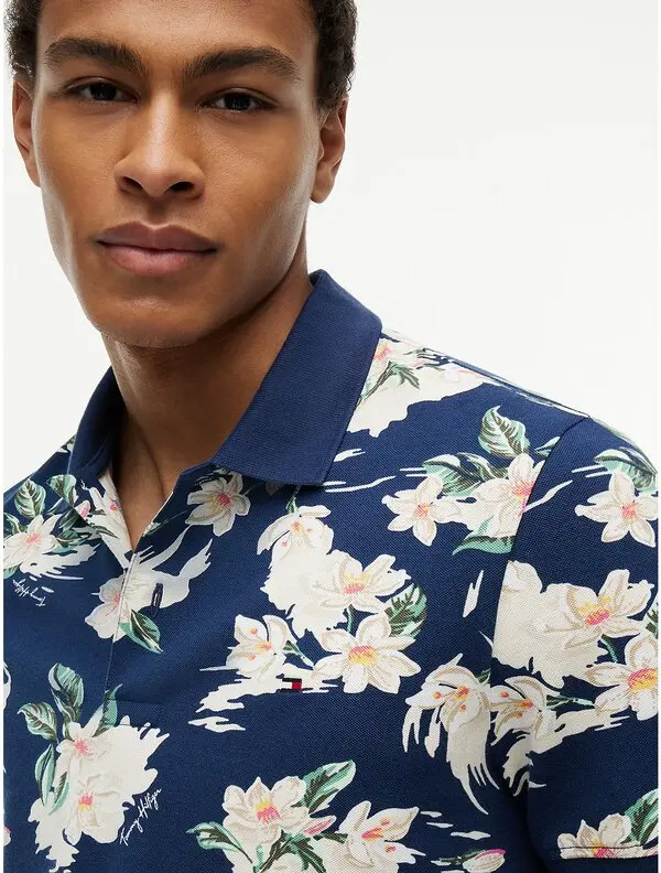 Tommy Hilfiger Regular Fit Floral Print Polo - Navy